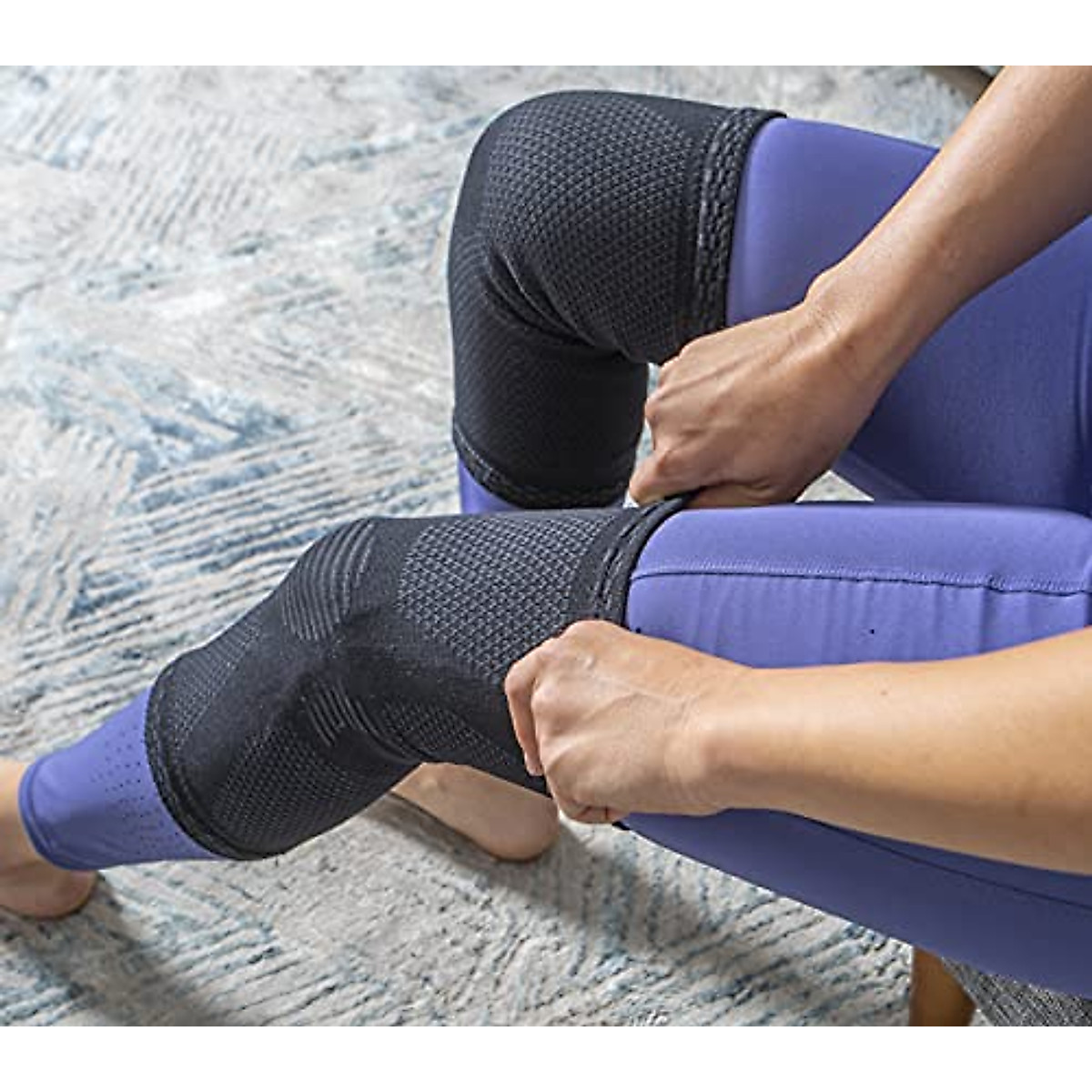 EvriFit Compression High Performance Knee Sleeves, Support for Men & Women, Running, Basketball, Volleyball, Weightlifting & Cross Training, Medium – Large (1 Pair) Black