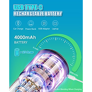 Portable Blender Shakes and Smoothies,17 Oz Personal Size Blenders Ultra Sharp 6 Blades Portable Blender,USB Rechargeable Personal Blender with BPA Free,Mini Blender Sports/Travel/Home/Gym, Black