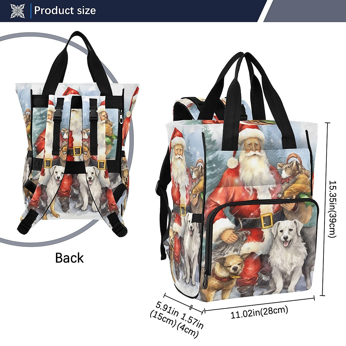 xigua Santa Claus Diaper Bag Backpack Multi Function Baby Changing Bags Waterproof Large Capacity Travel Back Pack for Mom Dad