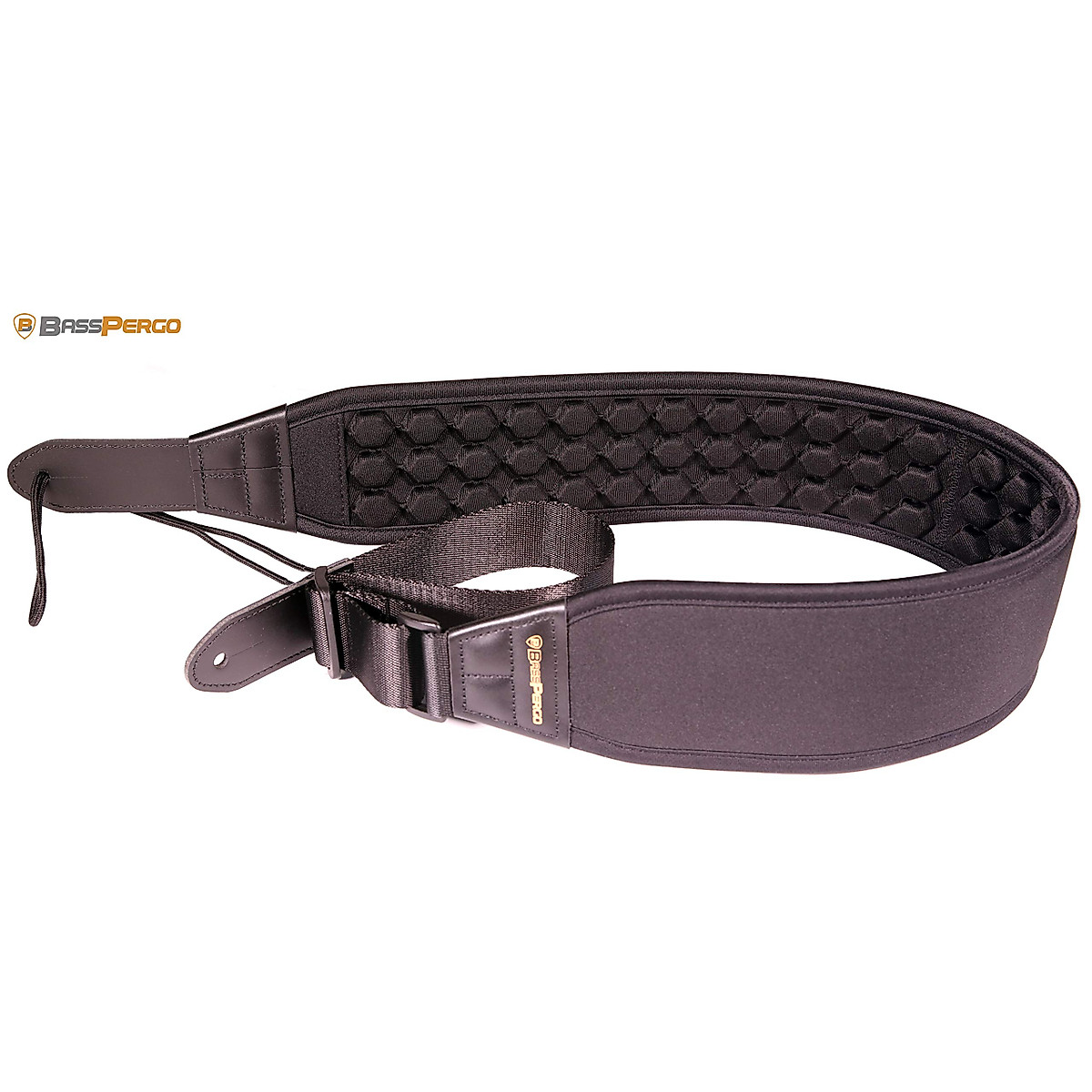 Bass Pergo AirCell Guitar Strap for Electric Guitar, Bass & Acoustic with 3.5" Wide Neoprene Pad w/ 4 Straps Locks, Adjustable Length from 47" to 55.", Black – Soft & Durable