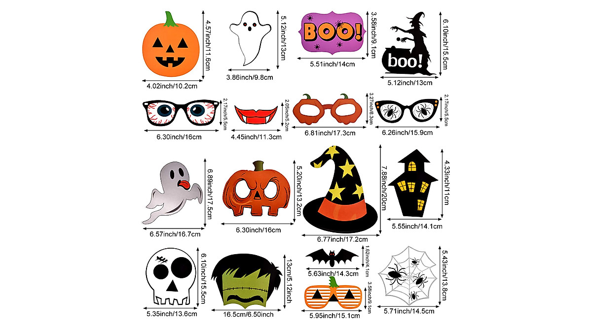 48 Halloween Photo Booth Props Kit for Spooky Fun
