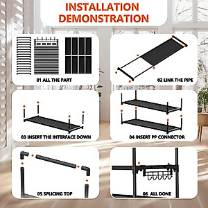 Hsscblet 8 Tiers Shoe Rack Organizer, Stackable & Adjustable Non-Woven Fabric Shoe Shelf Storage Cabinet, Holds up to 32 Pairs for Entryway, Closet, Black