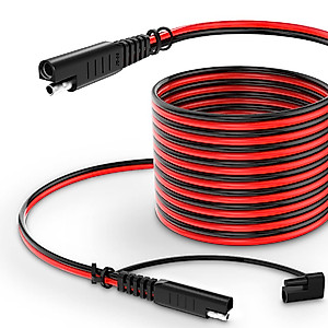 ELECTOP SAE to SAE Extension Cable 15Feet Quick Connect Disconnect SAE Power Connector Cable Wire Harness 14AWG with Dust Cap for Automotive RV Motorcycle Solar Panel SAE Plug Battery Charging Cable