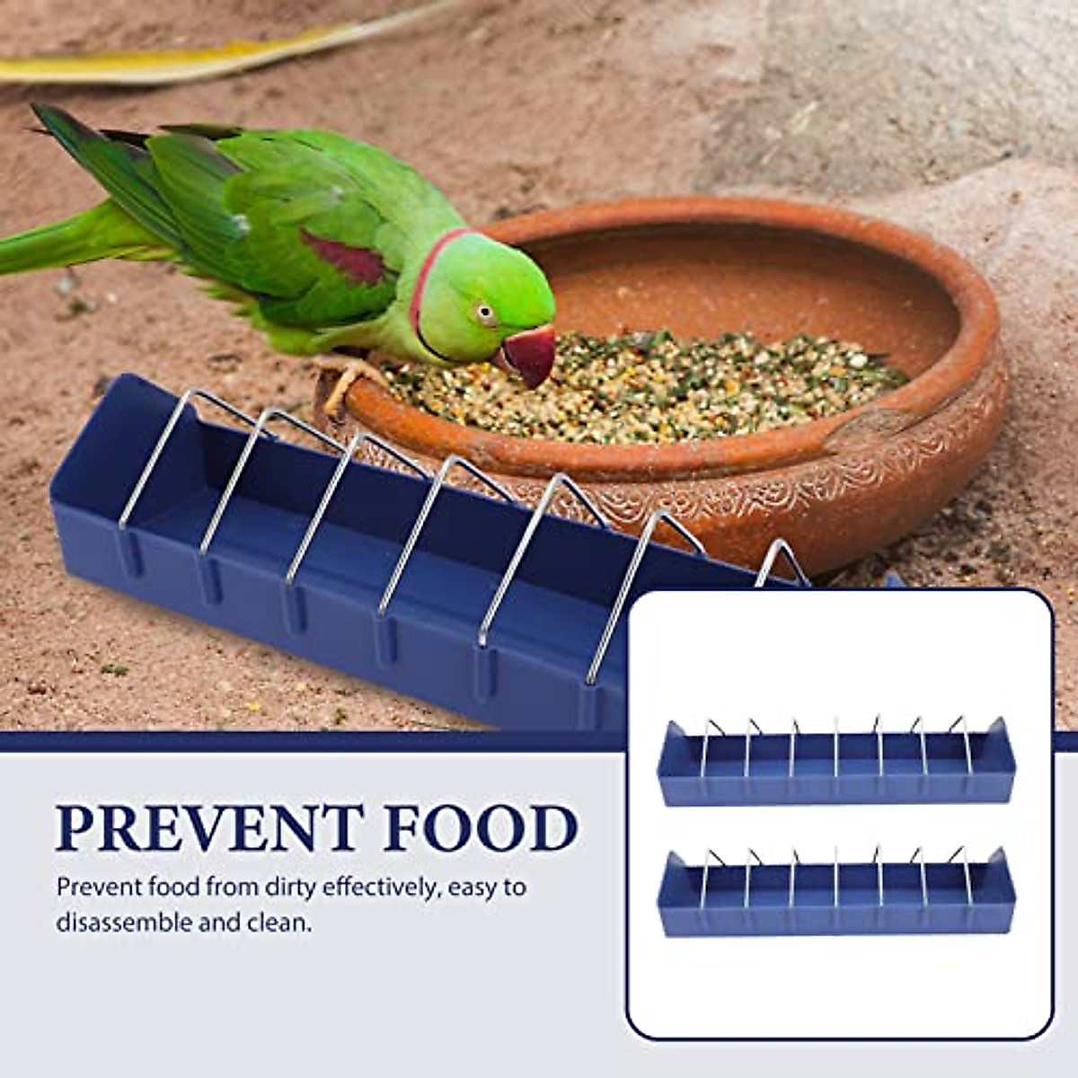 Happyyami Goat Feeder Cattle Feed Trough 2pcs Pigeon Feeder Slot Container Fowl Feeding Dish Bird Storage Trough Food Dispenser Pigeon Cage Supplies 40CM Blue Horse Water Buckets Small Container