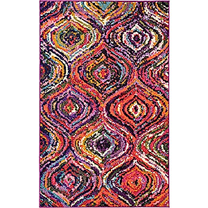 Unique Loom Estrella Collection Colorful, Abstract, Geometric, Gradient, Modern Area Rug, 3 ft 3 in x 5 ft 3 in, Multi/Pink
