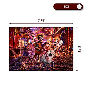 7x5FT Coco Birthday Party Photography Vinyl Photo Background for Kids Birthday Party Background Decoration