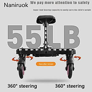 Universal Stroller Board with Detachable Seat,Stroller Glider Board Suitable for Most Brands of Strollers, Holds Children Up to 55lbs (Pink)