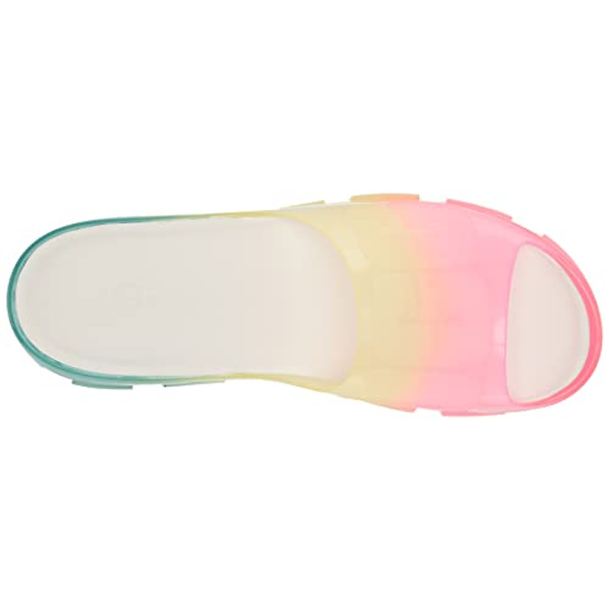 UGG Women's JELLA Clear Watercolors Slide Sandal, Rainbow Blend, 10