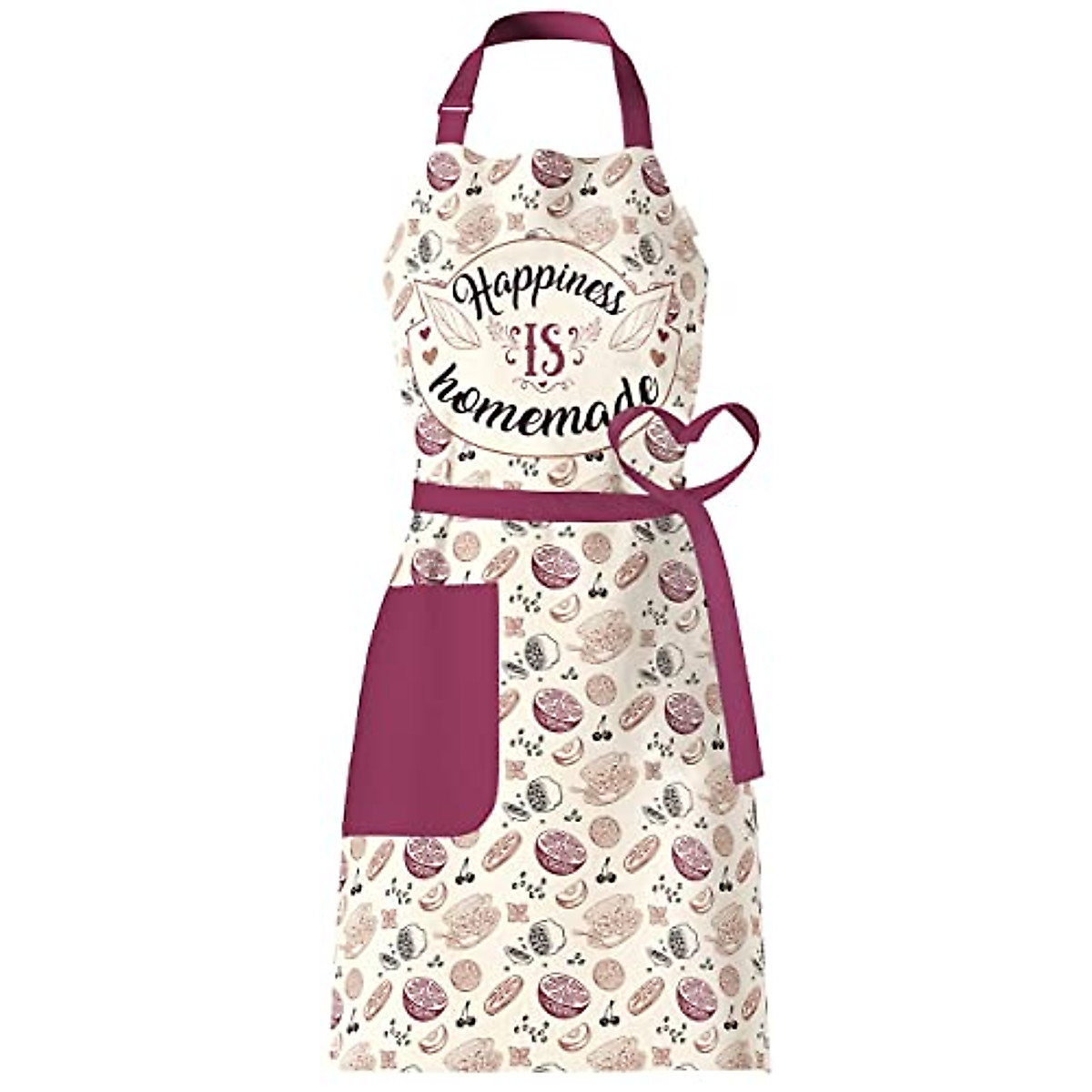 VITA ELEGANTE Waterproof Apron for Women with Large Pocket - Oil and Stain Repellent - Stylish & Soft on Skin - Kitchen Aprons with Pockets for Cooking & Baking