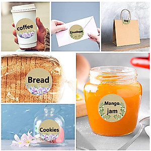 Dissolvable Canning Labels for Mason Jars 1.5 Inch Kraft Floral Dissolvable Food Labels for Containers Jam Homemade Canning Jar Labels Sticker for Spice,Food Containers,Pantry Kitchen Storage 200 Pcs