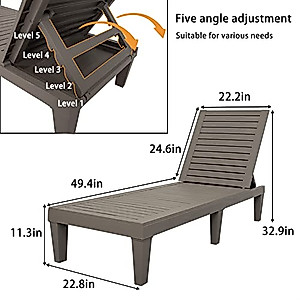 DIMAR GARDEN Outdoor Lounge Chair,Pool Chaise Lounge Waterproof Sunloungers,Taupe