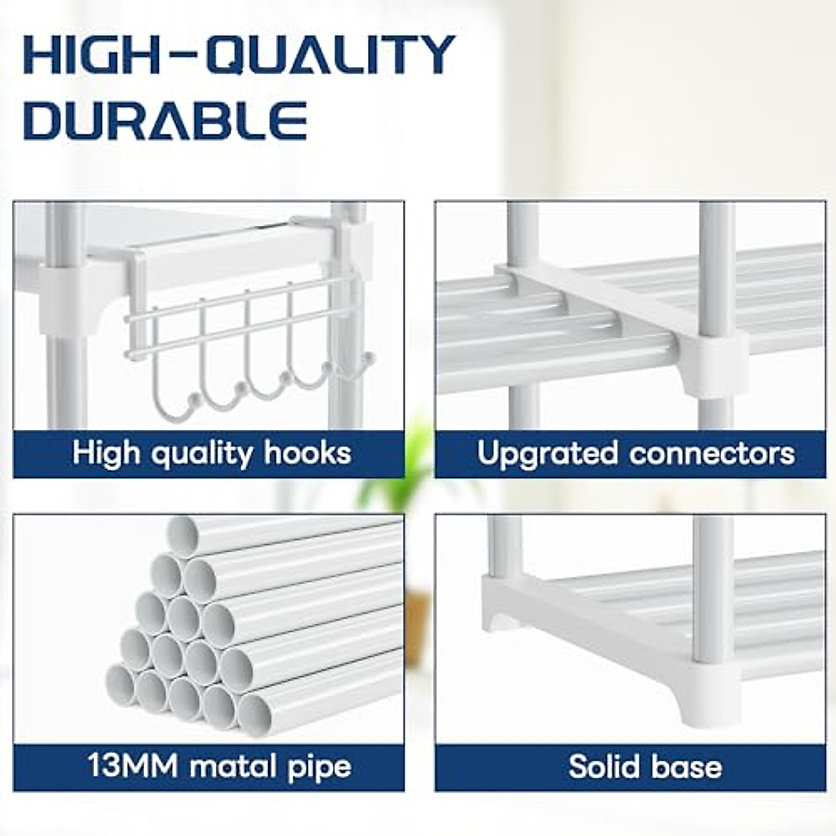 Mavivegue Metal Shoe Rack Organizer, 7 Tiers Tall Shoe Shelf Storage, Vertical Large Boot Rack, Stackable Shoe Racks for Entryway, Closet, Garage, Bedroom, Cloakroom -White