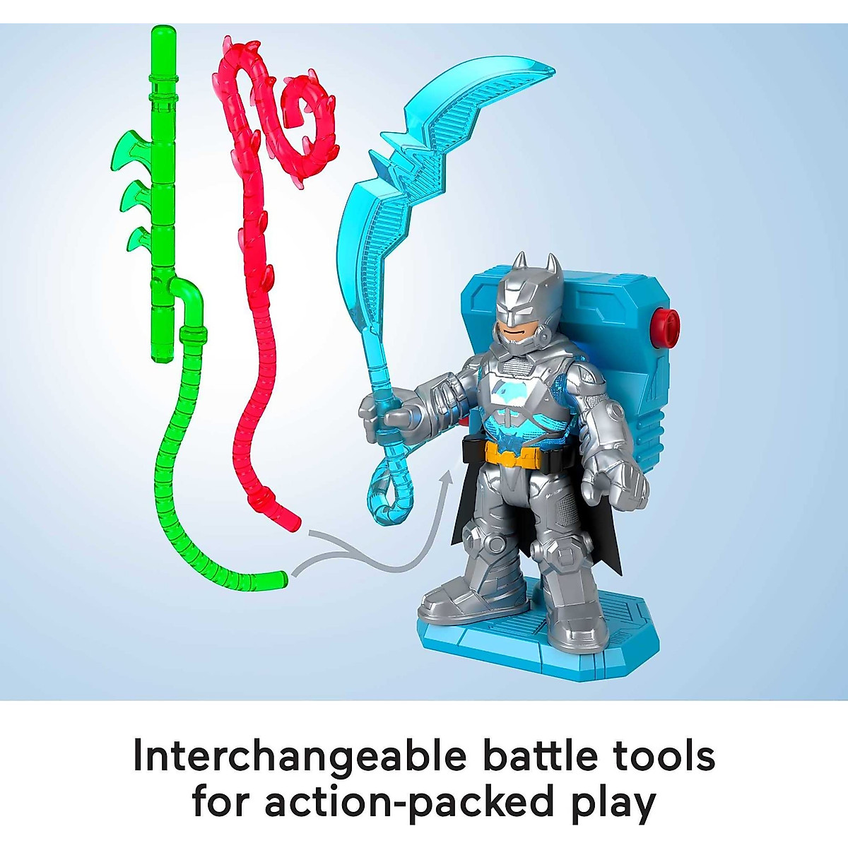 Fisher-Price Imaginext DC Super Friends Preschool Toys Batman Battle Multipack 9-Piece Figure Set with Light-Up Backpack for Ages 3+ Years