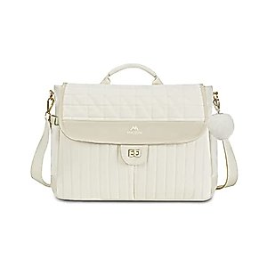 17 Inch Laptop Bag for Women, Large Cute Messenger Bags Office Computer Carrying Case Shoulder Bag with Fashion Accessory, Water Resistant Quilted Crossbody Business Work Briefcase for College Travel