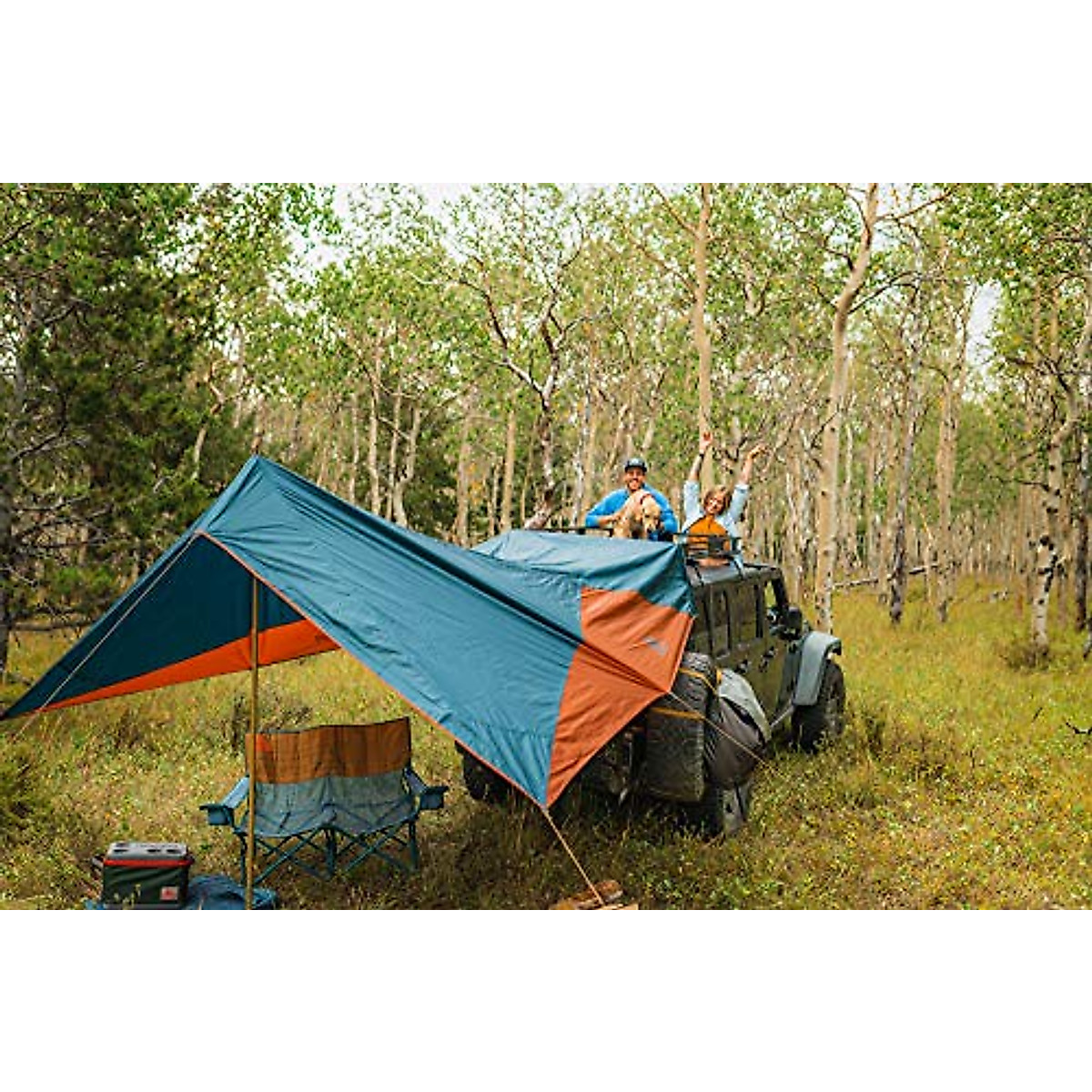 Kelty Waypoint Tarp, Reflecting Pond/Gingerbread, Semi-Universal Vehicle Mounting System, Enhanced Protection from The Elements, Single-Pole Design, Shark-Mouth Carry Bag for Easy Transport, & More