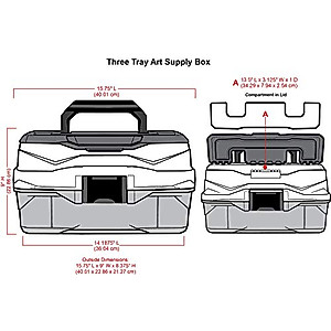 ArtBin 3-Tray Art Supply Box Versatile Organizer for Brushes, Paints, Stamps, and More - Durable Hard Plastic, Secure Closure, Portable with Top Trays and Dividers