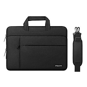 MOSISO Laptop Shoulder Bag Compatible with MacBook Air/Pro,13-13.3 inch Notebook,Compatible with MacBook Pro 14 inch 2023-2021 A2779 M2 A2442 M1 with Vertical & Horizontal & Raised Pockets, Black