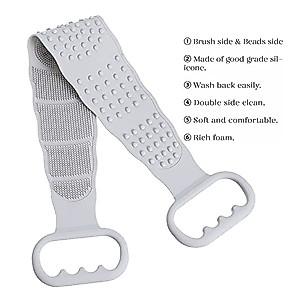 VULORA 2 PCS Silicone Body Back Exfoliating Scrubber for Shower Men Women Silicone Bath Body Brush Deep Clean & Invigorate Your Skin(Grey Pink) (Grey)