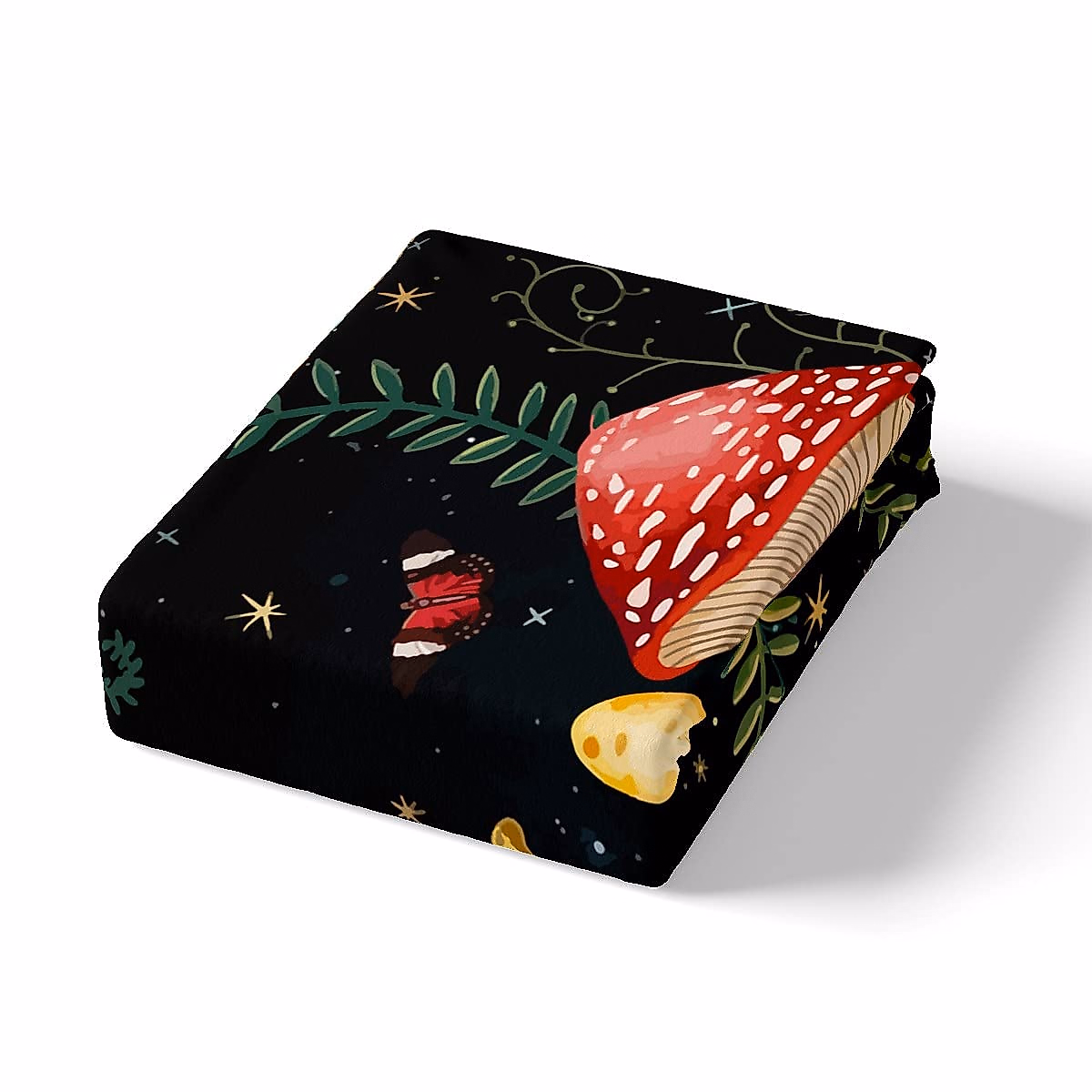 Feelyou Kids Mushroom Bedding Set Natural Wild Fungus Duvet Cover Set for Kids Girls Botanical Plants Comforter Cover Butterfly 1 Duvet Cover with 1 Pillowcase Full Size (No Comforter)