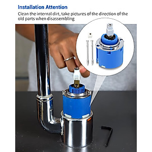 46048000 Single Handle Mixing Valve Ceramic Cartridge Compatible with Grohe, 46 mm Kitchen Faucet Replacement Parts