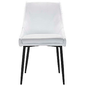 Modway Viscount Vegan Leather Side Dining Chairs-Set of 2, Black White