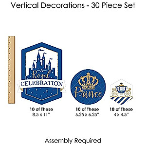 Big Dot of Happiness Royal Prince Charming - Baby Shower or Birthday Party DIY Dangler Backdrop - Hanging Vertical Decorations - 30 Pieces