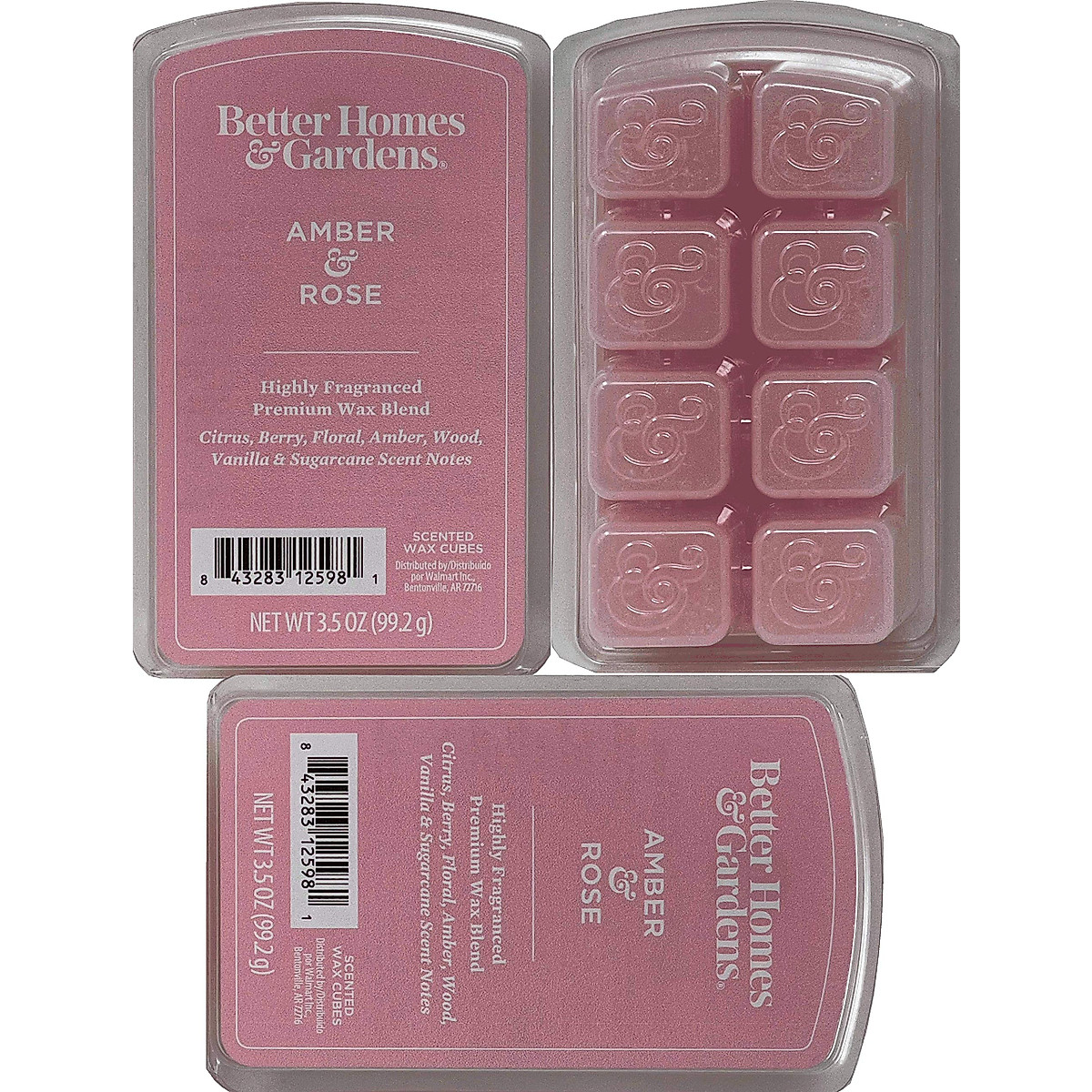 Better Homes & Gardens. Better Homes and Gardens - Amber and Rose 3.5oz Scented Wax Cubes 3-Pack