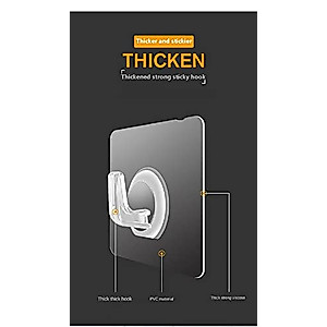 CQCZB Transparent Self-Adhesive Hook Wall Hook, Suitable for Bathroom,Kitchen Home Office Stainless Steel Wall,WaterproofPunch-freeNail-freeStickyHookPlasticMulti-Purpose (B---20PCS)