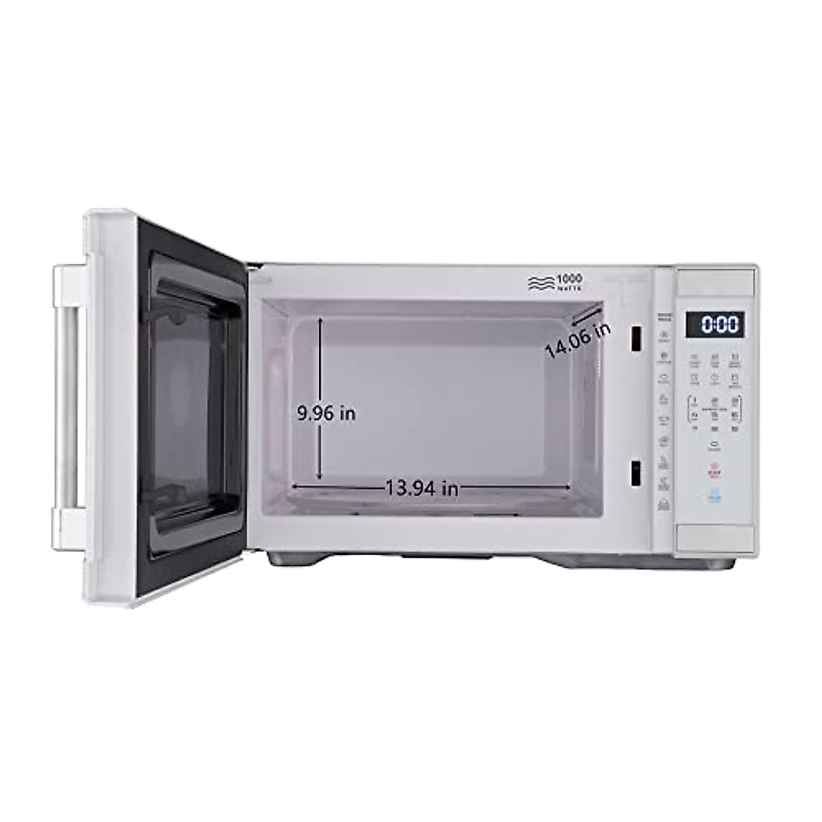 1.1 Cu. ft. 1000 W Mid Size Microwave Oven, 1000W, White Stainless Steel