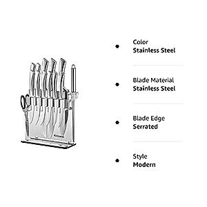 Knife Set, 14 PCS High Carbon Stainless Steel Kitchen Knife Set for Chef, Super Sharp Knife Set with Acrylic Stand, include Steak Knives, Sharpener and Scissors, Ergonomical Design by kincano