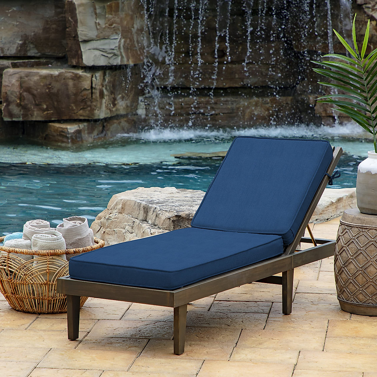 Arden Selections Modern Acrylic Outdoor Chaise Cushion 21 x 46, Lapis Blue