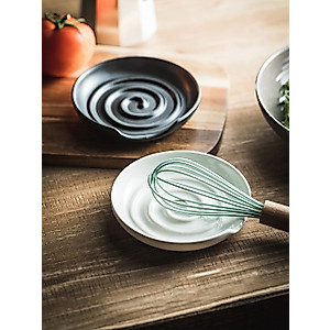 Cormomu Spoon Holder, Ceramic Spoon Rest for Stove Top, Utensil Holder for Spatula, Coffee Spoon, Spoon Cradle, Kitchen Accessories for Stove, Christmas Gifts, White