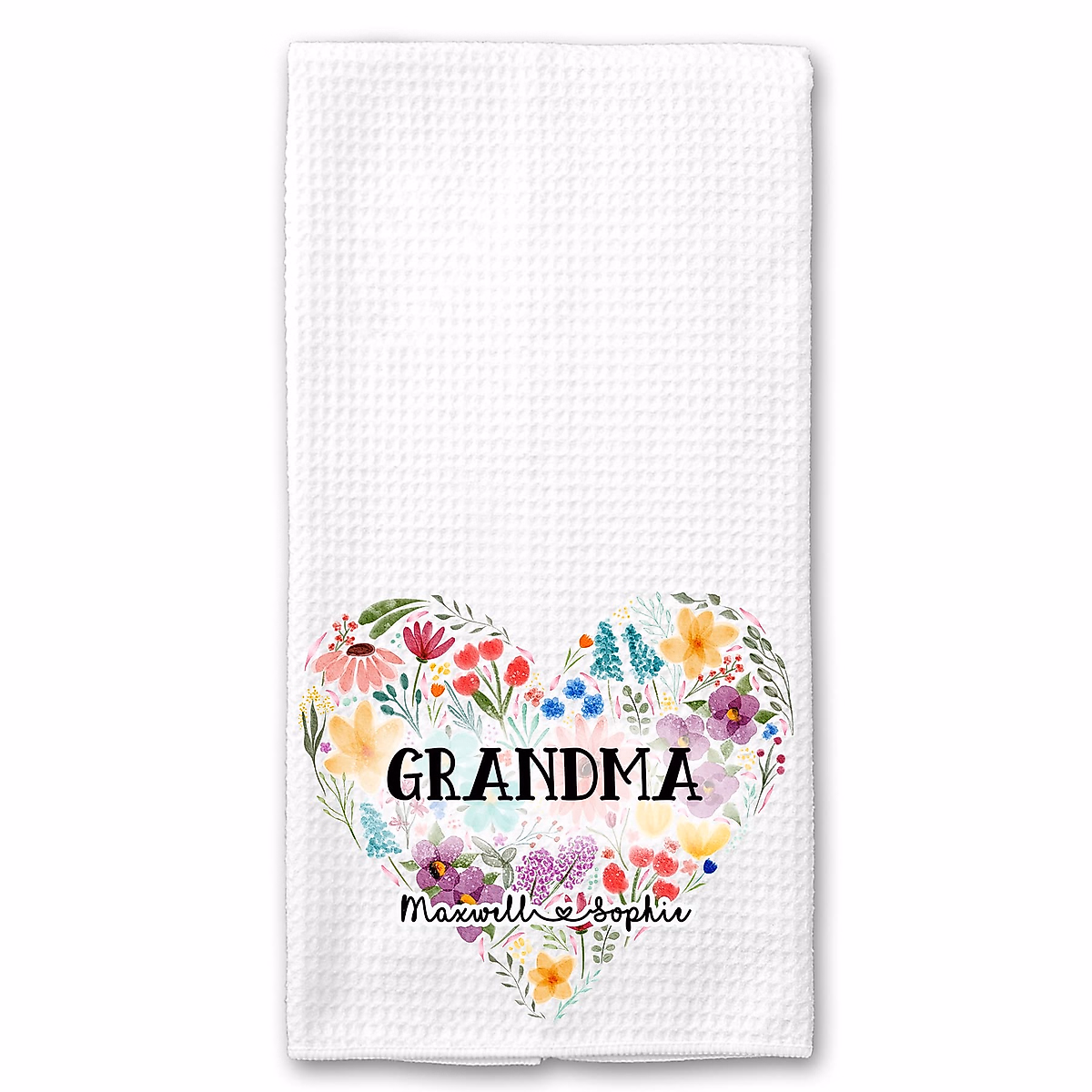 Personalized Wildflower Mother's Day Waffle Weave Microfiber Towel Mama, Mom, Grandma, Nana, Gigi - Any title Any Names