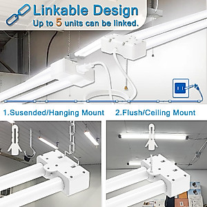 Splendidlled LED Shop Light 4ft Garage Light, led Light Tube with Power Cord, 110-220 V AC, 40watt Equivalent 250watt Light Efficiency, Ultra-Bright 5600Lm, 5000k White Light (2 Pack)