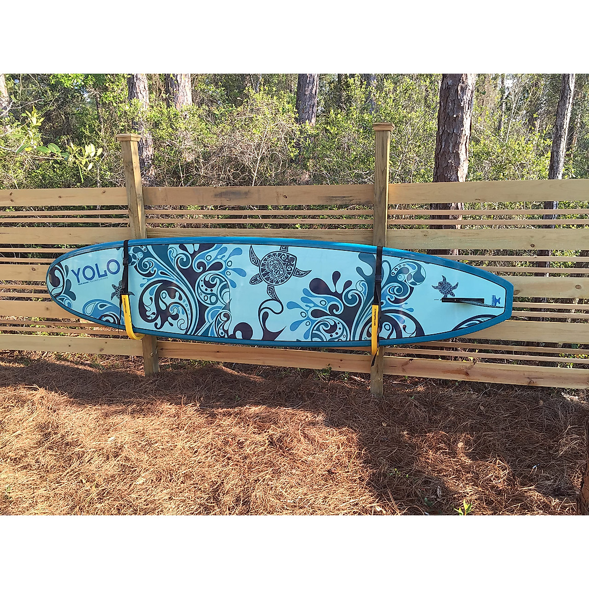 Suspenz SUP Wall Storage Rack, Stand Up Paddle Board and Surfboard Holder/Hook with Safety Straps, Yellow, (11-0701)