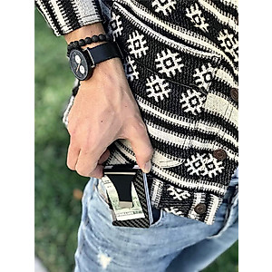 Calicob Carbon Fiber Wallet RFID Slim Minimalist Metal Elegant (Black)