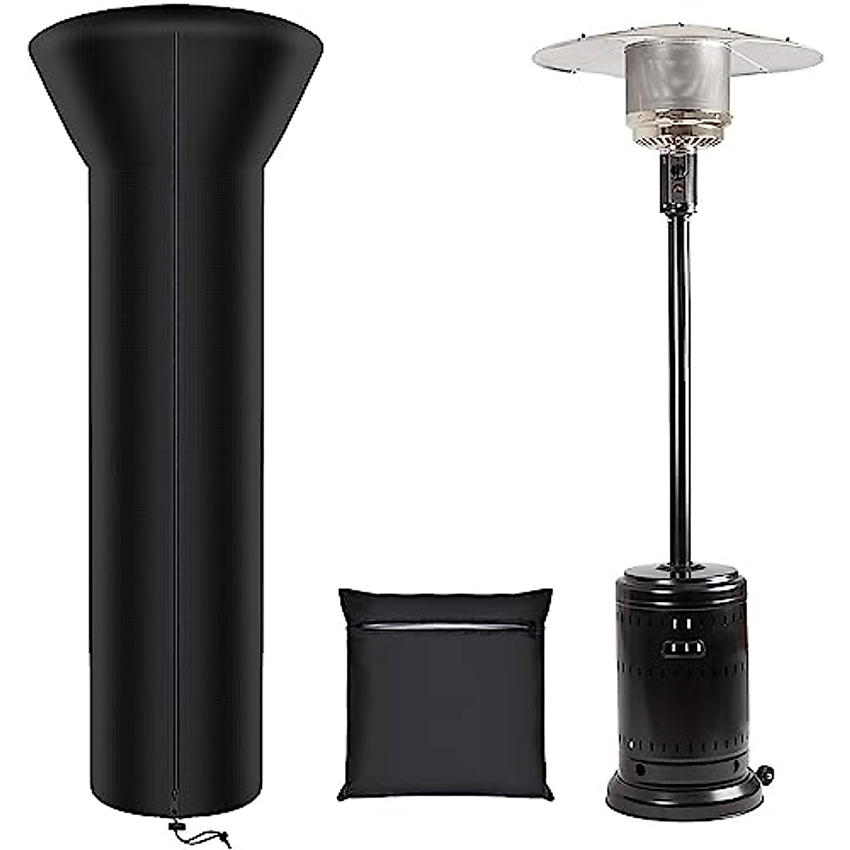 SIRUITON Patio Heater Covers with Zipper and Air Vent,Waterproof,Dustproof,Wind-Resistant,UV-Resistant,Snow-Resistant,（87" Height x 33" Dome x 19" Base,Black）