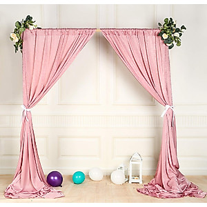SHERWAY 9.6 Feet x 10 Feet Dusty Rose Silky Soft Curtain Wedding Backdrop Drapes, Slightly Shiny Satiny Window Curtains for Party Ceremony Decoration