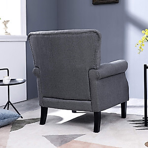 PatioFestival Accent Chair Mid Century Upholstered Roy Arm Single Sofa Modern Comfy Furniture Sofa for Living Room,Club,Office,Bedroom (Large, Deep Grey)