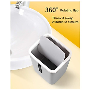 FuQ Cute Trash Can Desktop Trash Can for Office Desktop Coffee Table Kitchen Small Garbage Can Colorful Plastic Trash Can Shake Cover Bucket Small Paper Basket