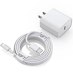iPhone Charger, 10FT Extra Long Fast iPhone Charger【Apple MFi Certified】20W Super Quick Apple Charger USB C Wall Charger Block and 10Foot Lightning Cable Cord for iPhone 14/13/12/11/X/SE/8/7/6 Series