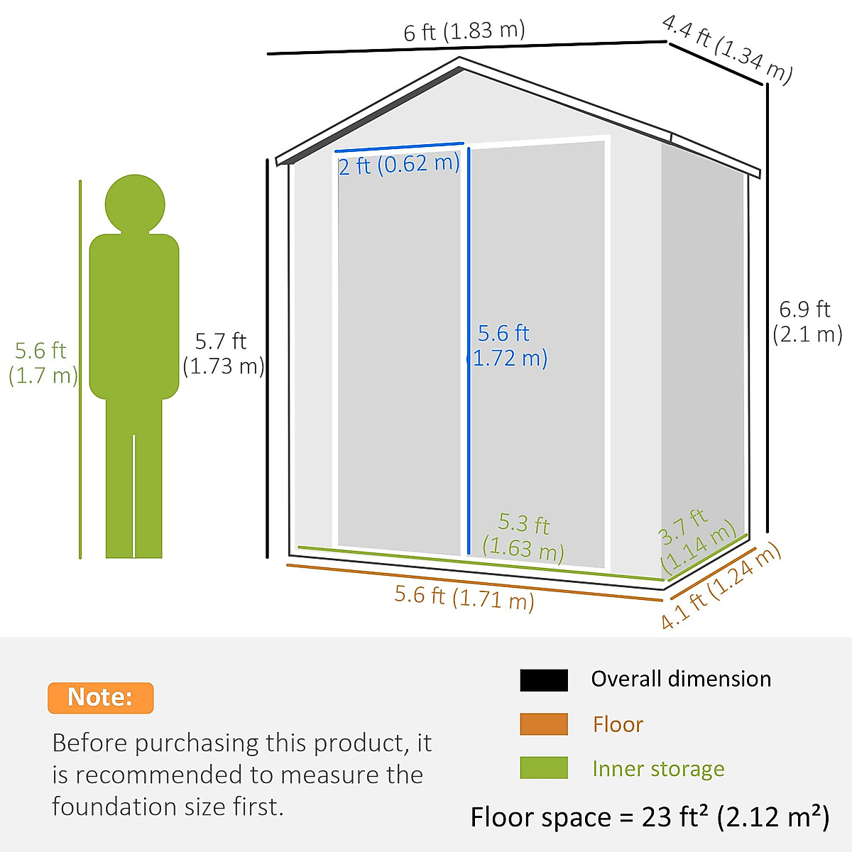 Outsunny Outdoor Storage Shed, 6' x 4.5' Garden Shed with Double Lockable Doors, Vent and Window, Plastic Utility Tool Shed for Backyard, Patio, Garage, Lawn, Gray