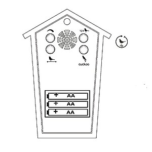 KOOKOO BirdHouse mini black, tiny modern cuckoo clock with 12 natural bird songs or cuckoo call
