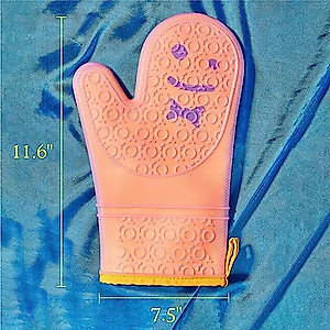 The Oven Mitts by Staff - Pair of Heat Resistant, Grippy Silicone Oven Mitts - Non-Slip, Waterproof, Cotton Fiber Lining - Temperature Resistant (446°F) 11.6" x 7.5" Ideas