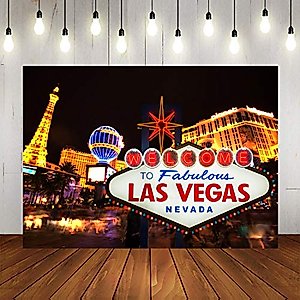 Art Studio 7x5ft Welcome to Las Vegas Photography Backdrop City Billboard Banner Casino Night Scenery Party Decorations Photo Background Vinyl Studio Booth Props
