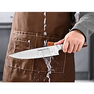 AOKEDA 16-Piece Kitchen Knife Set with Block, High Carbon German Steel, with Sharpener and Kitchen Shears (Natural Wenge)