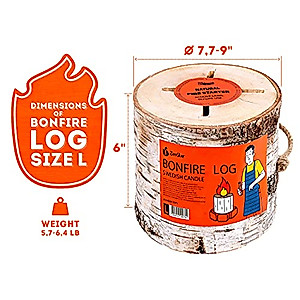 Zorestar Birch Bonfire Wood Log L-Size with fire Starters for Fireplace Inside - 100% Natural Cooking Firewood for Fire Pit, Campfire, Bonfire and Grill, Swedish Candle 6.4 lbs