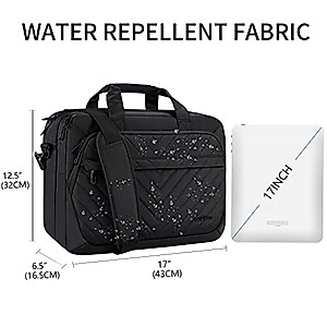 VANKEAN Laptop Briefcase for Women Men Fashion, TSA Friendly Expandable 17 Inch Laptop Bag, Waterproof Computer Bag with RFID Pocket, Work Bag for Women Messenger Bags, Business/Travel/College, Black