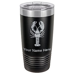 LaserGram 20oz Vacuum Insulated Tumbler Mug, Lobster, Personalized Engraving Included (Black)