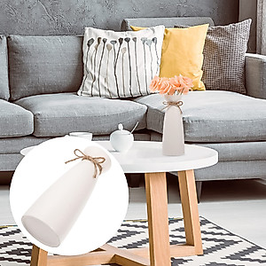 Generic Ceramic Flower Vase with Rustic Rope Flower Arrangement Container Centerpieces Vase Decor for Home Garden Office Vase Floral Decorative, White, 7X22.5CM